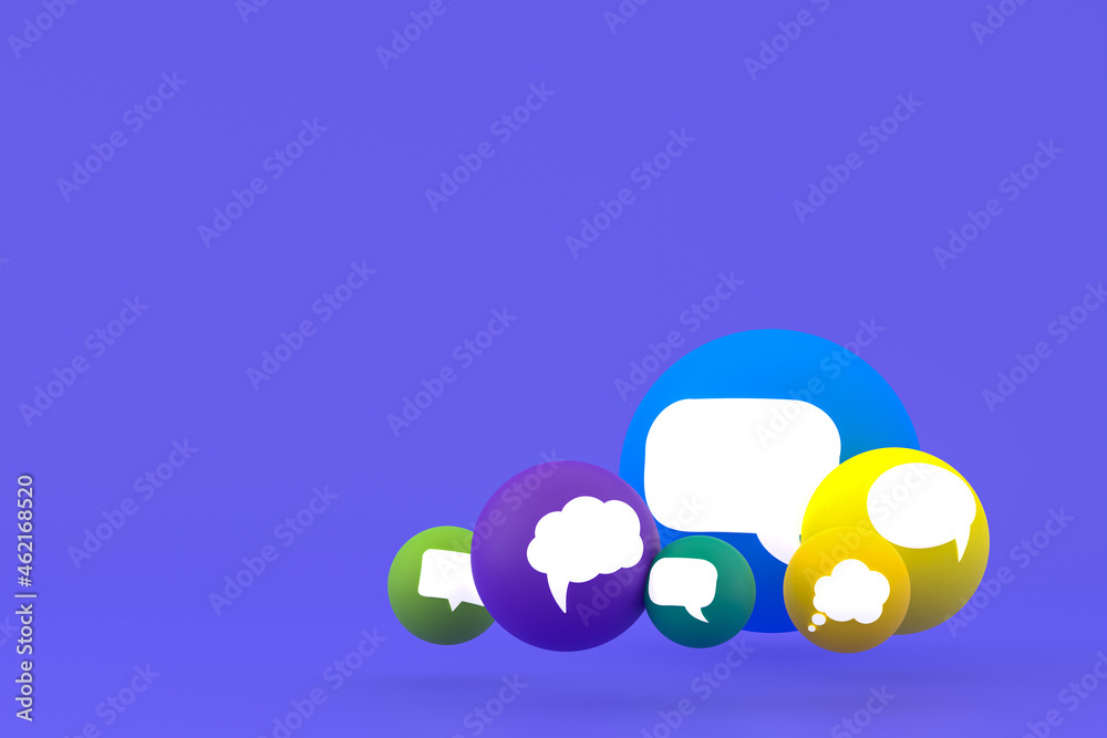 Idea comment or think reactions emoji 3d render,social media balloon ...