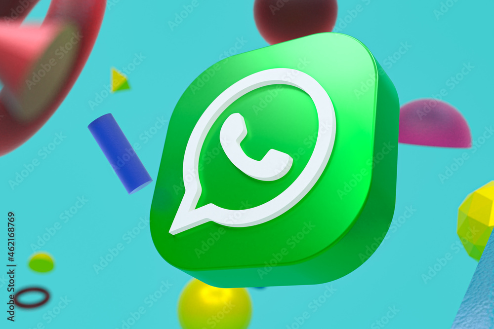 whatsapp logo on abstract geometry background Stock Photo | Adobe Stock