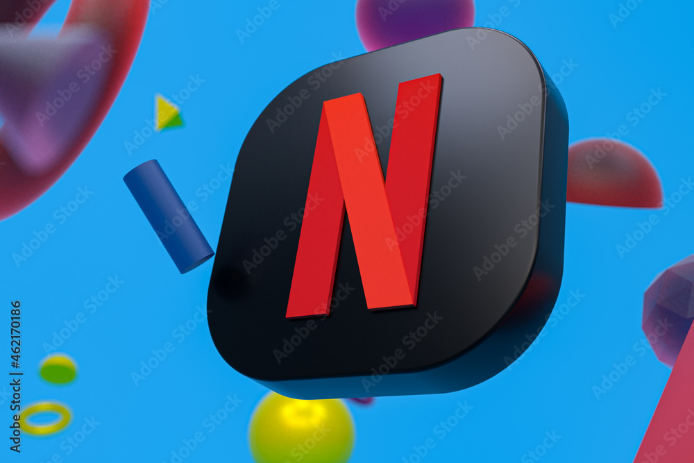 netflix logo on abstract geometry background Stock Photo | Adobe Stock