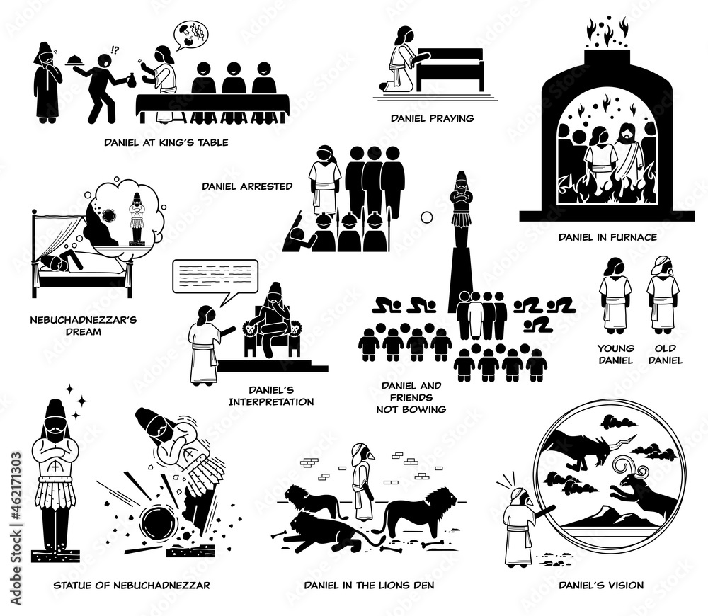 Daniel Biblical figure in the Book of Daniel. Vector illustration ...