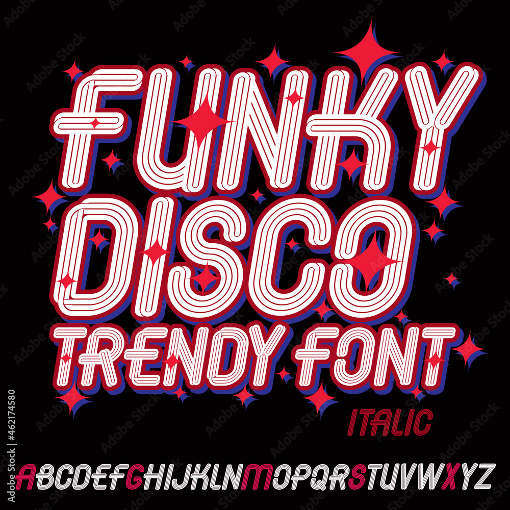 Vector funky cursive capital alphabet letters collection with parallel ...