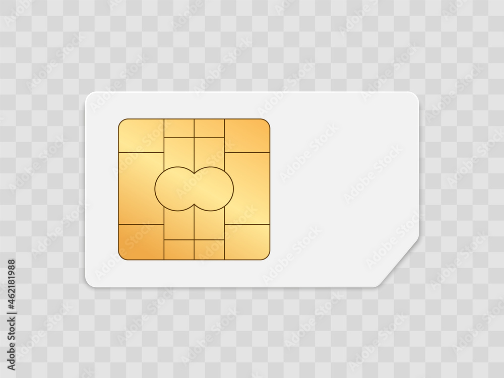 Sim card isolated on transparent background. Smart cell wireless ...