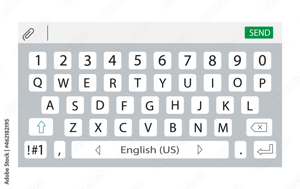 Smartphone keyboard. Keypad alphabet and numbers. Virtual key board for ...