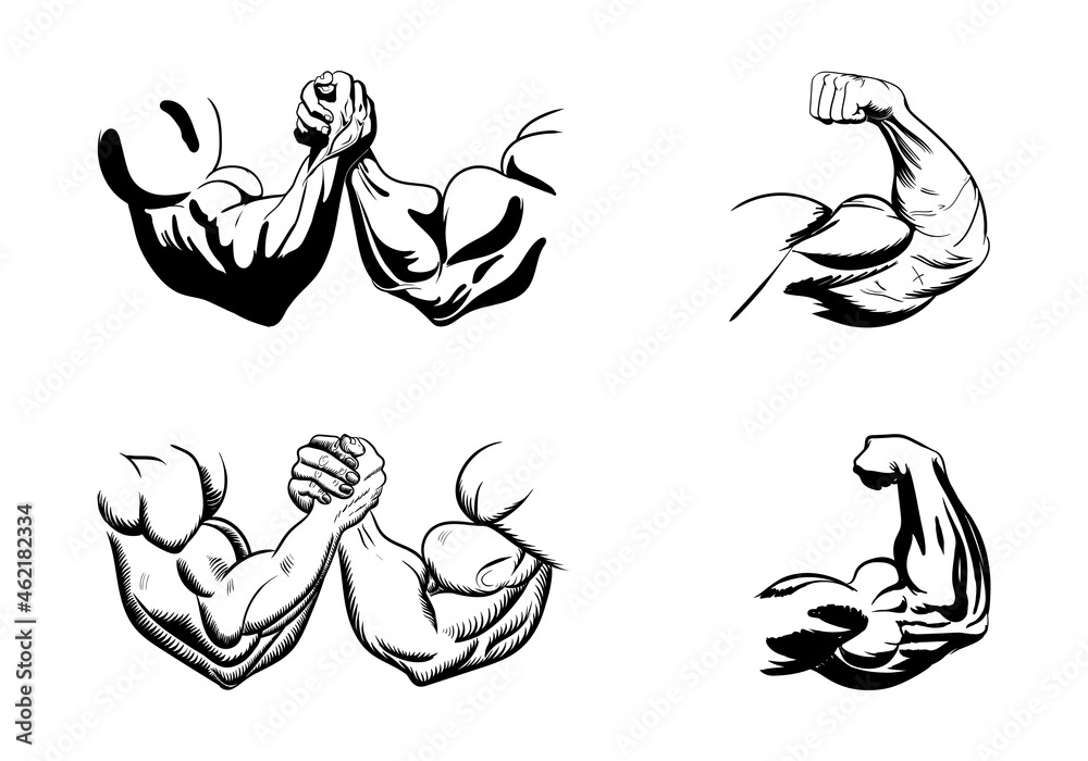 Powerful hand muscle. Strong arm muscles, hard biceps and hands ...