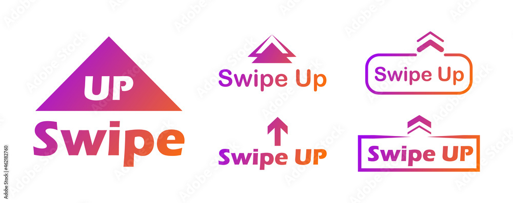 Swipe up button set. Arrow up buttons for social media stories. Scroll ...