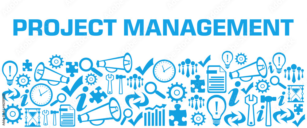 Project Management Blue Business Symbols Background Bottom Stock ...