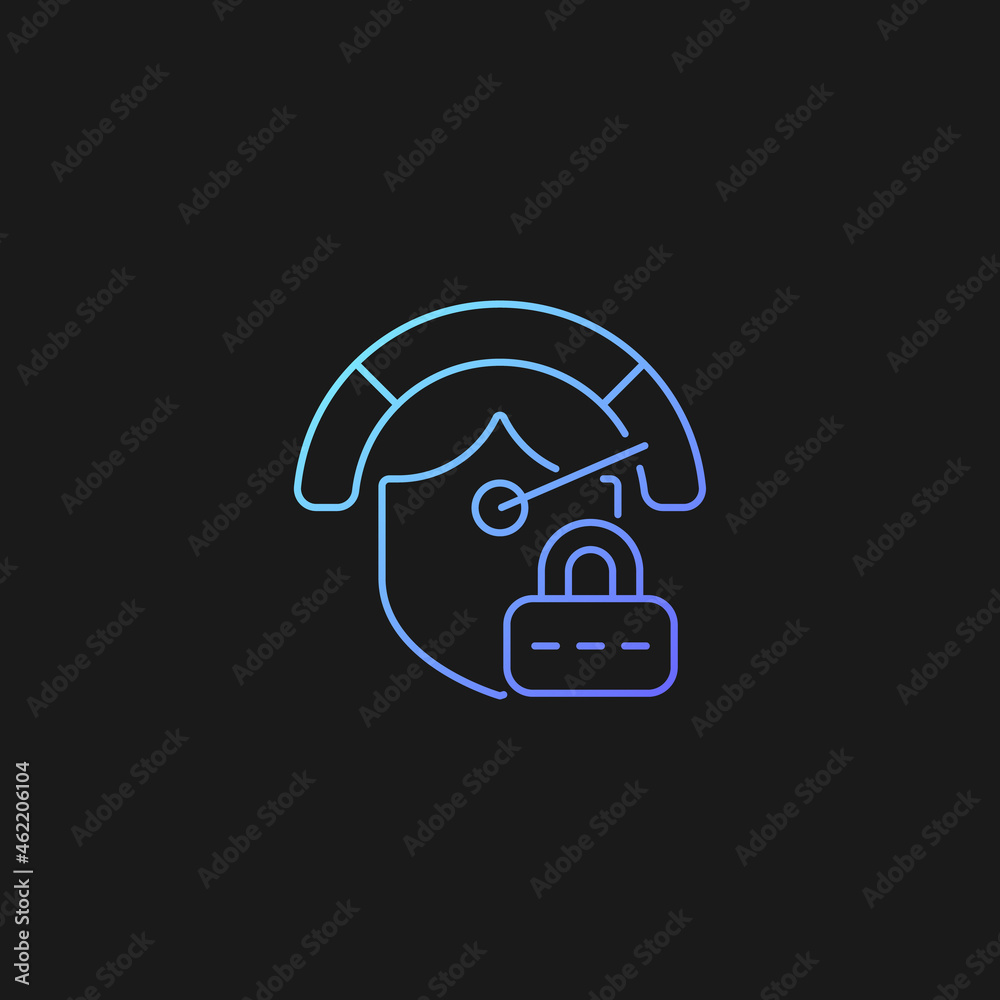 Strong password gradient vector icon for dark theme. Safeguard for data. Secure system. Password ...
