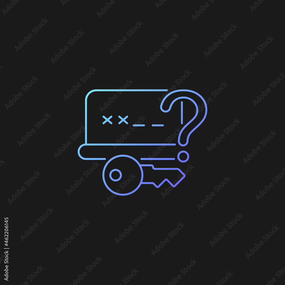 Forgetting password gradient vector icon for dark theme. Account ...