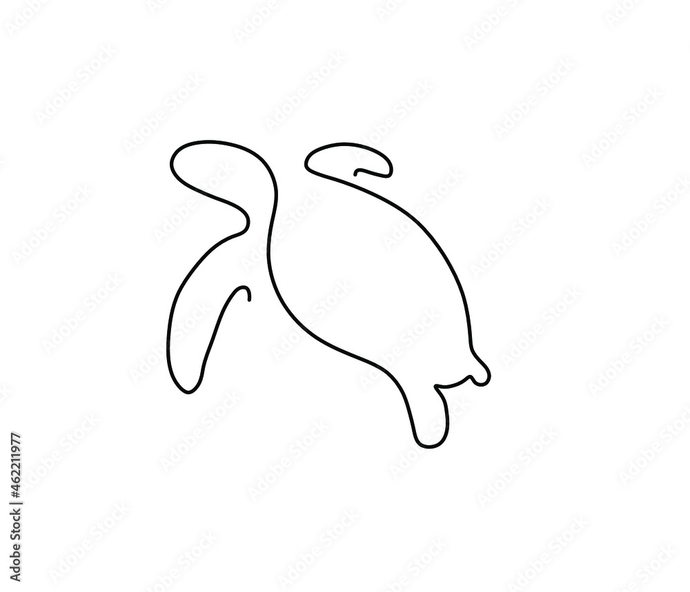 Vector isolated one line single line simple turtle drawing. One line ...