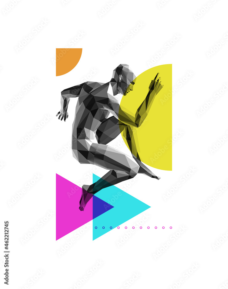Man is dancing. 3d model of man. Dance party invitation. Music event ...