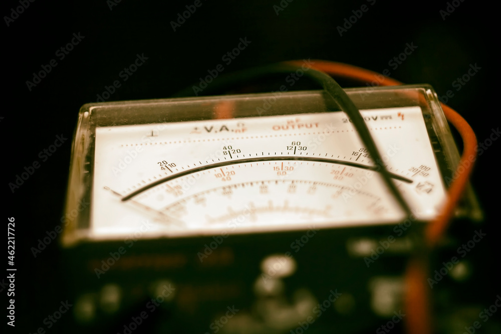 Vintage look of an analog multimeter and its indicator scale. Adobe RGB ...