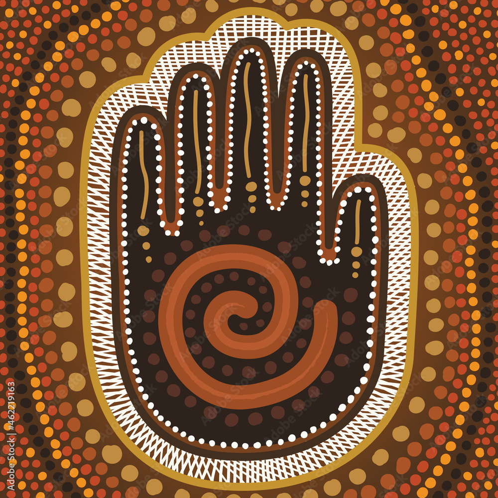 Healing hand aboriginal dot artwork - Vector Stock Vector | Adobe Stock