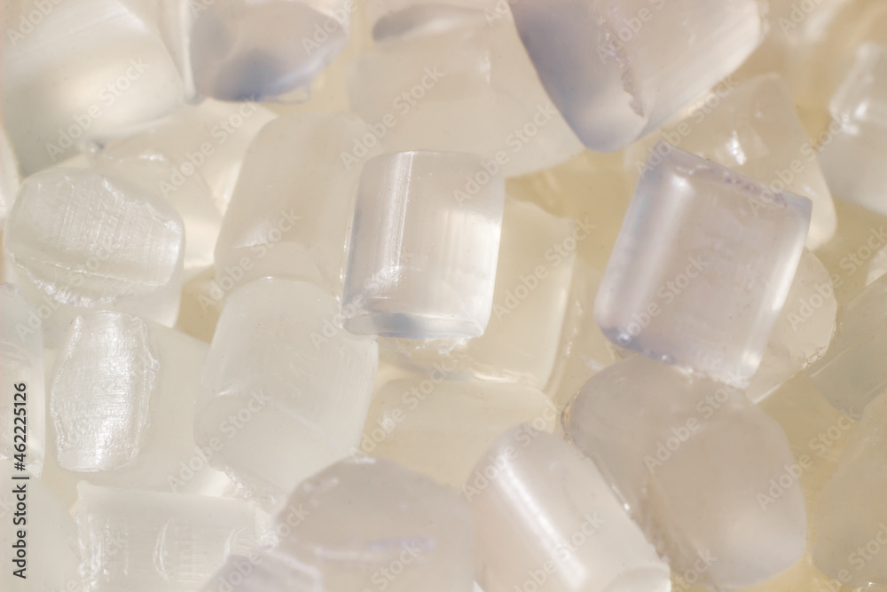 Transparent granules of polypropylene or polyamide. background ...