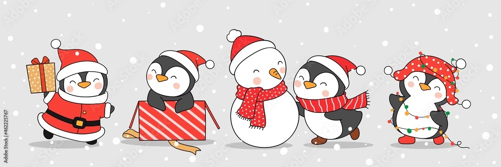 Cute Christmas Penguin Drawing