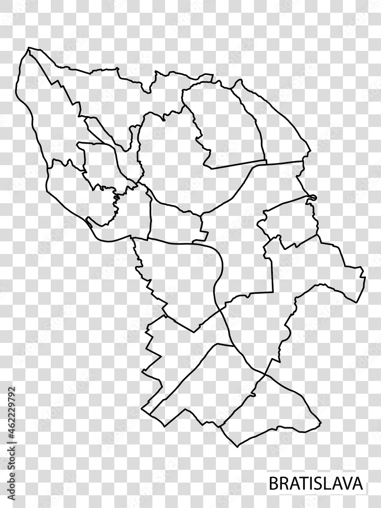High Quality map of Bratislava is a capital Slovakia, with borders of ...