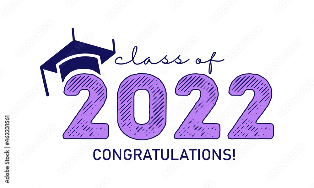 class of 2022 with graduation cap . Template for graduation design ...