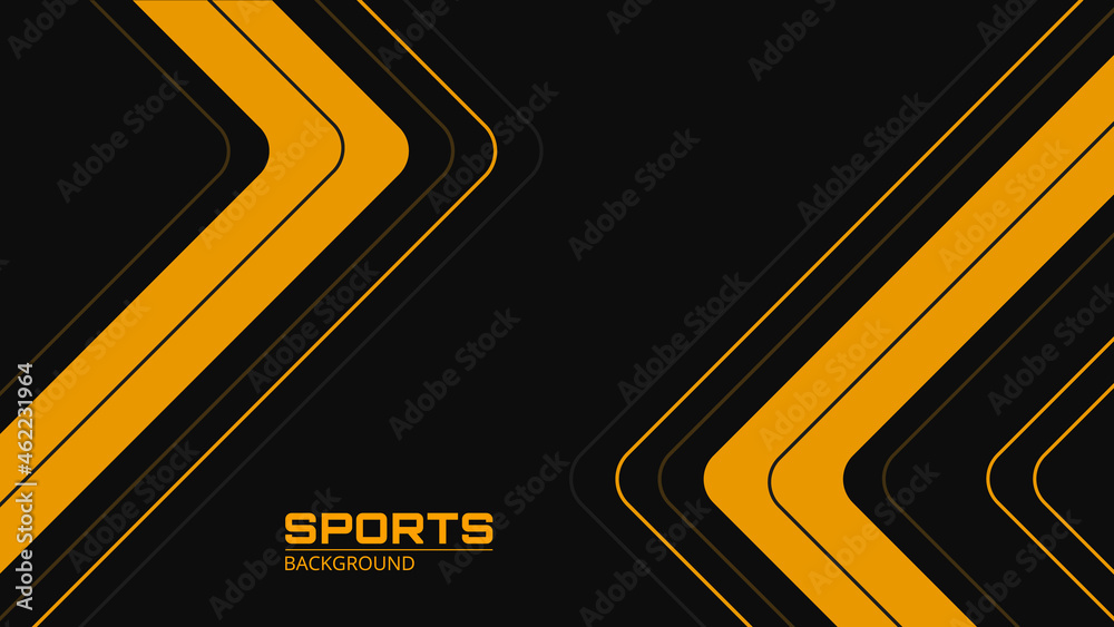 Black abstract sports background with yelloy and gray lines, arrows and ...