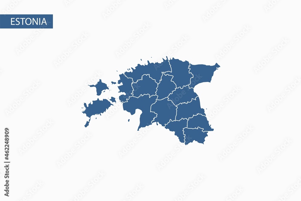 Fototapeta mapa świata dla dzieci Estonia blue map detailed vector ...