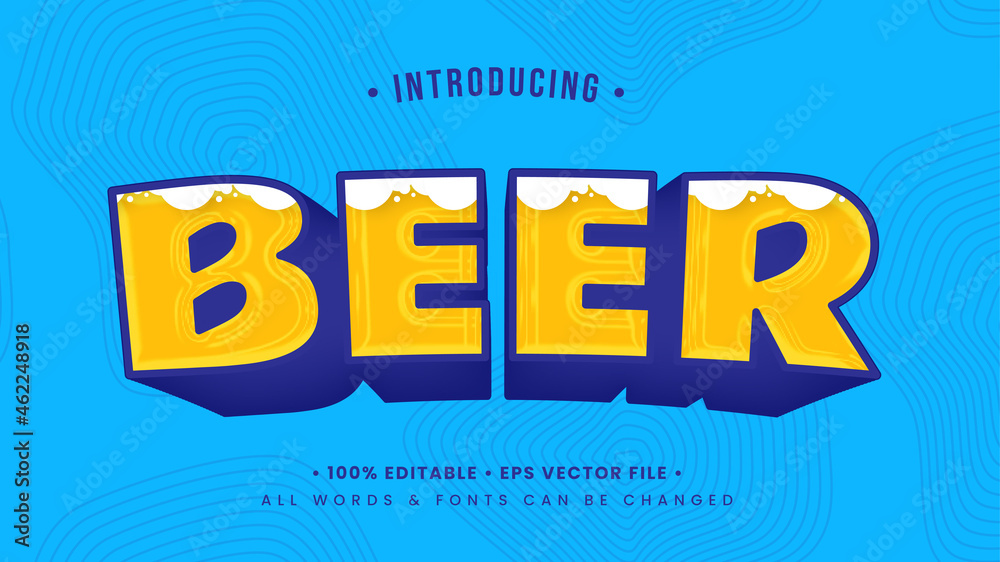 Beer Playful 3d Text Style Effect. Editable illustrator text style ...