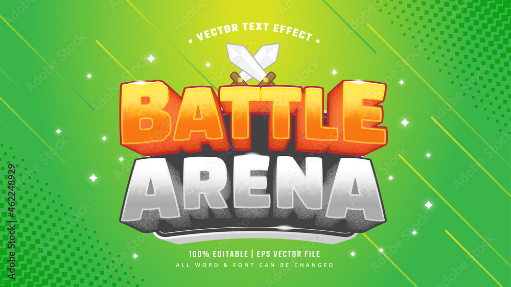 Battle Arena Video Game 3d Text Style Effect. Editable illustrator text ...