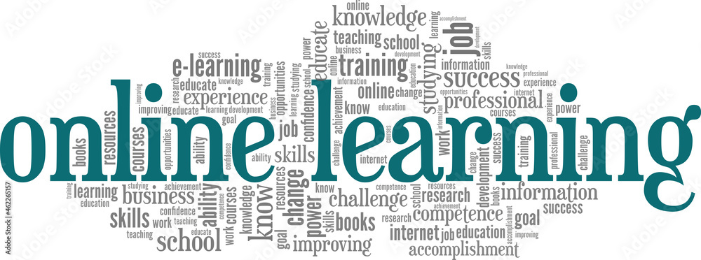 Online learning vector illustration word cloud isolated on white ...