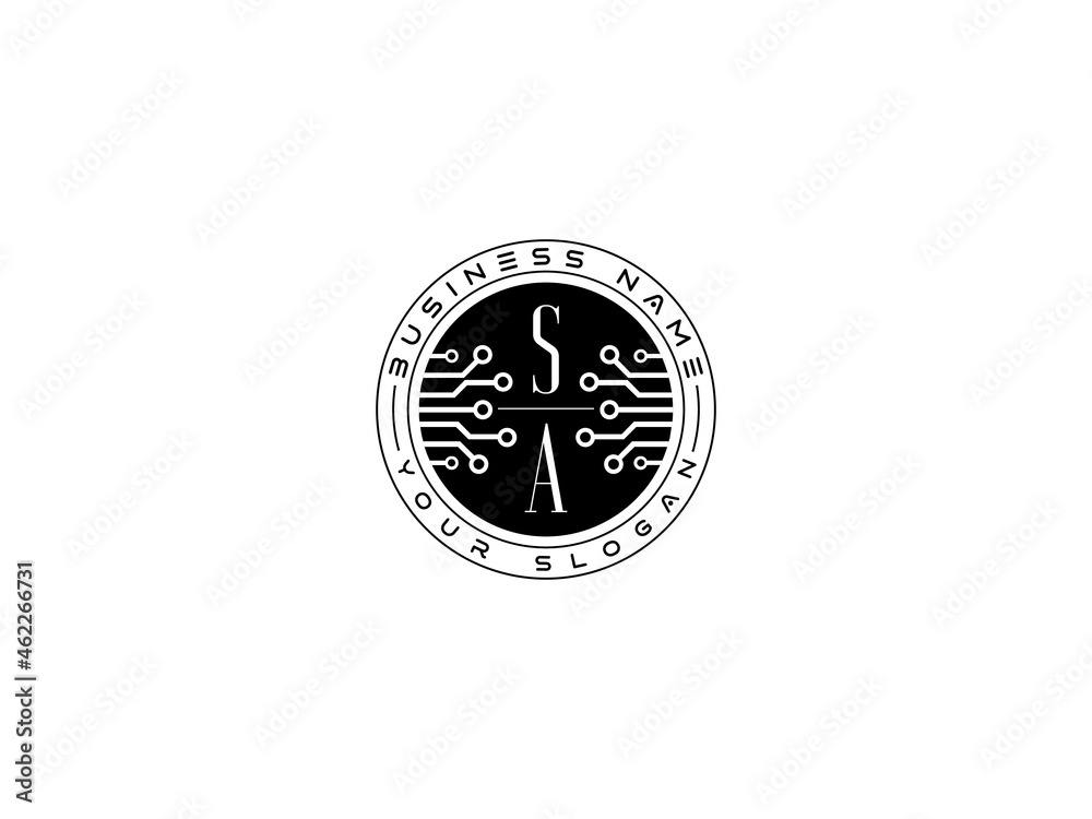 letter SA technology logo, Letter sa Pixel technology logo design ...