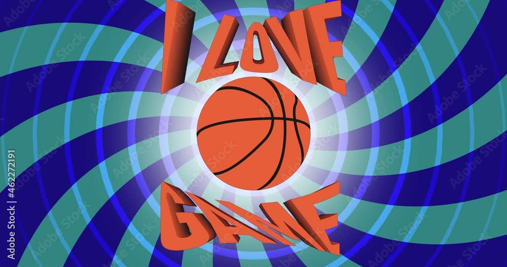 video intro with the image of a basketball ball appearing and stylized ...