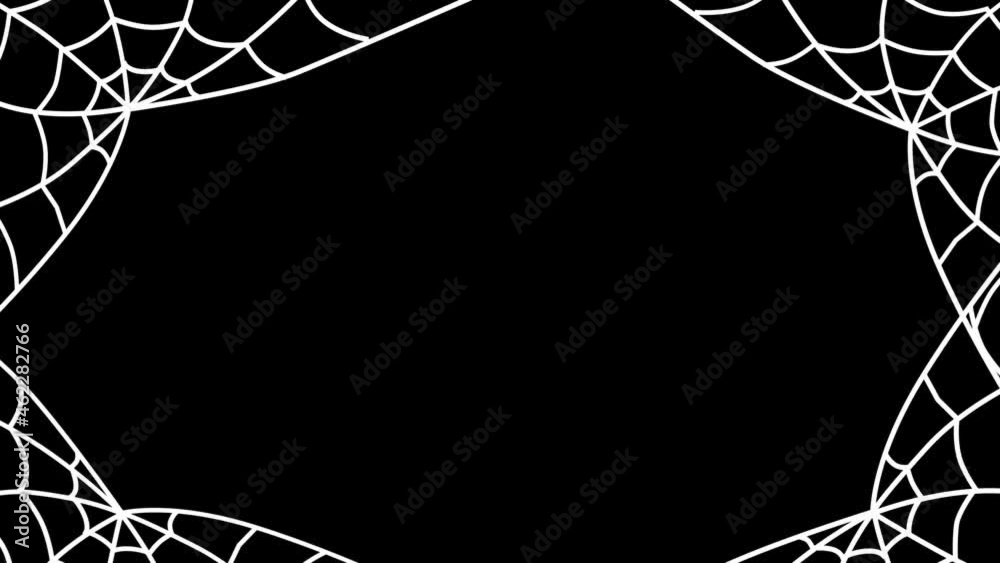 White spider web in frame corners on alpha background. Happy halloween ...