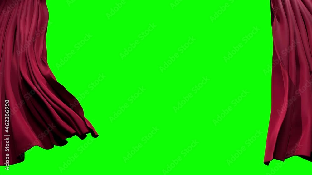 The realistic red curtain opens and closes, the animation is looped ...