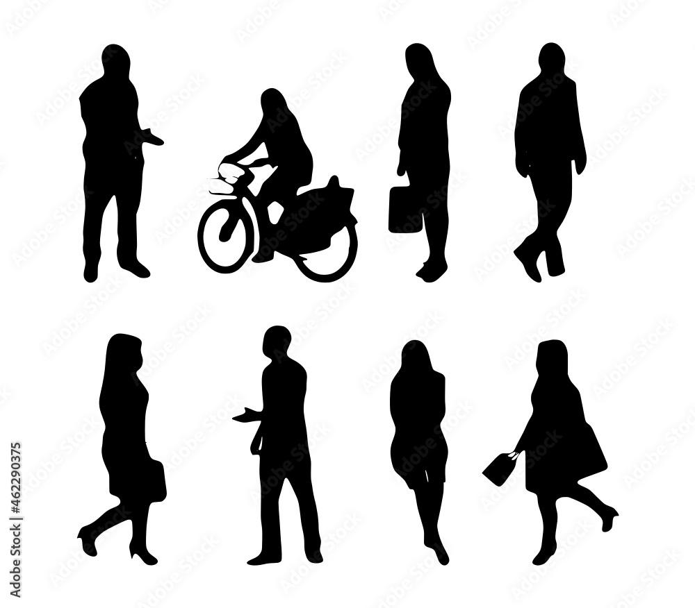 Vector illustration, Outline silhouettes of people, Contour drawing ...