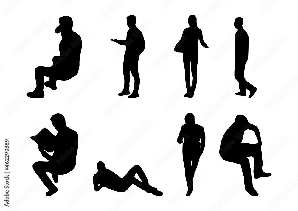 Vector illustration, Outline silhouettes of people, Contour drawing ...