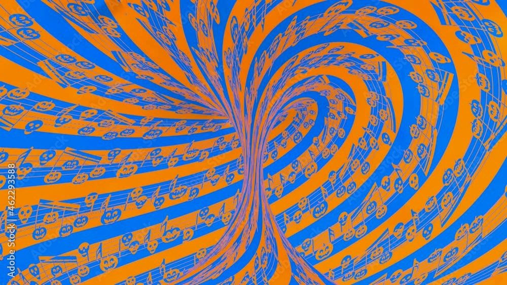 3d render of musical tornado in colors yellow and blue Halloween Jack-o ...