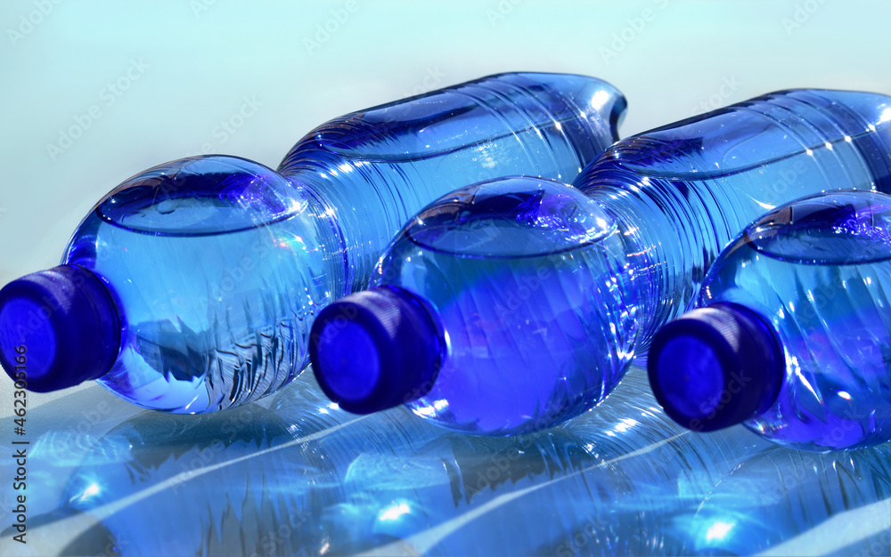 blue plastic water drink bottles Stock Photo | Adobe Stock