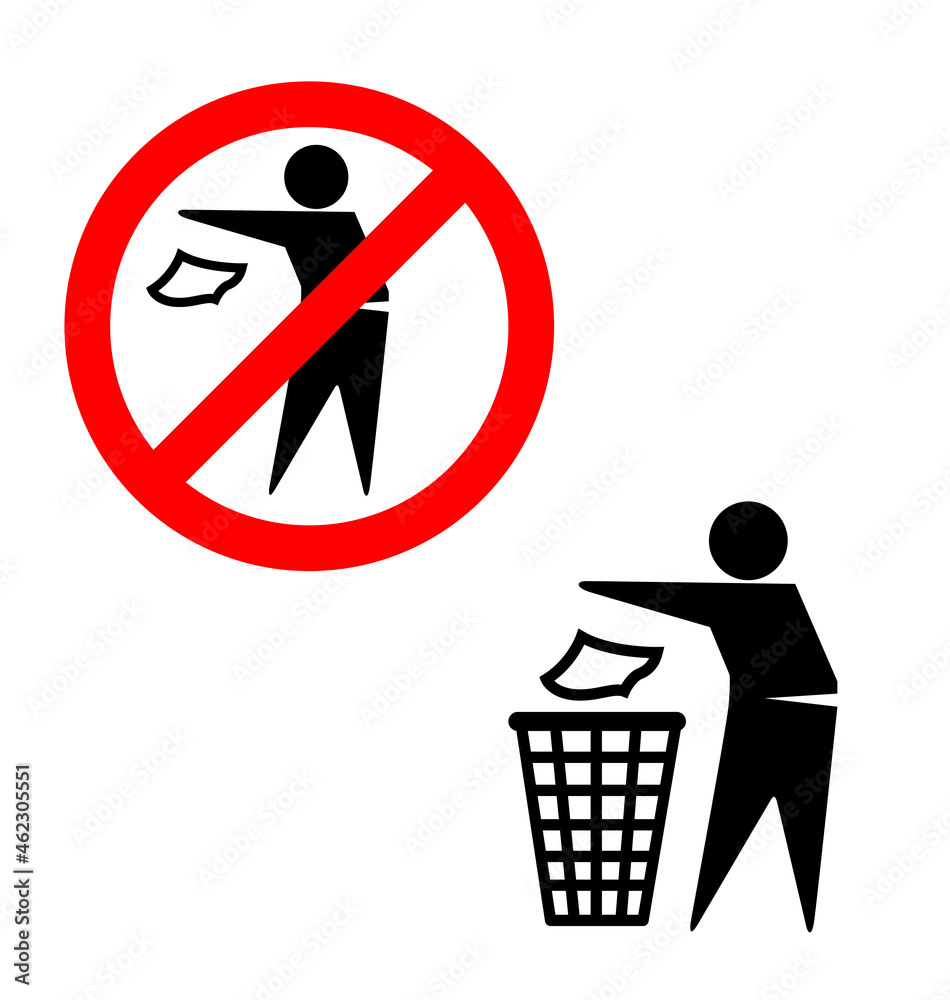 do not litter put trash in bin signs Stock Vector | Adobe Stock