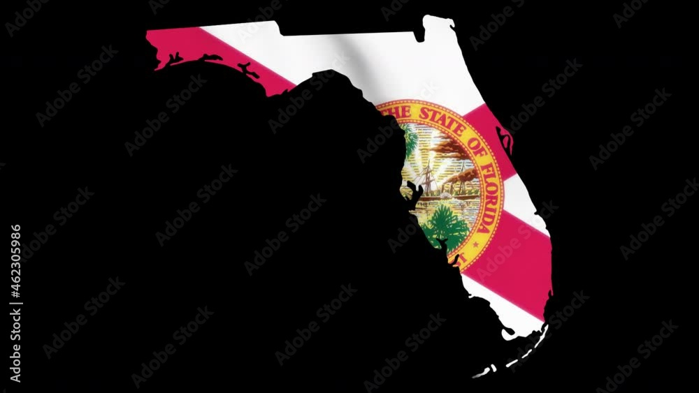 Florida State Outline of Looping Flag Waving Animation Against ...