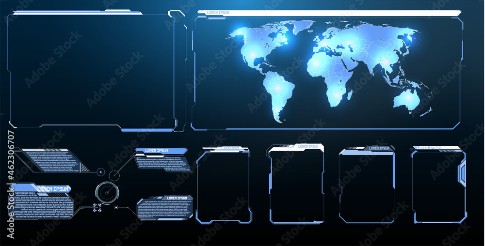 HUD UI GUI futuristic user interface screen elements set. High tech ...