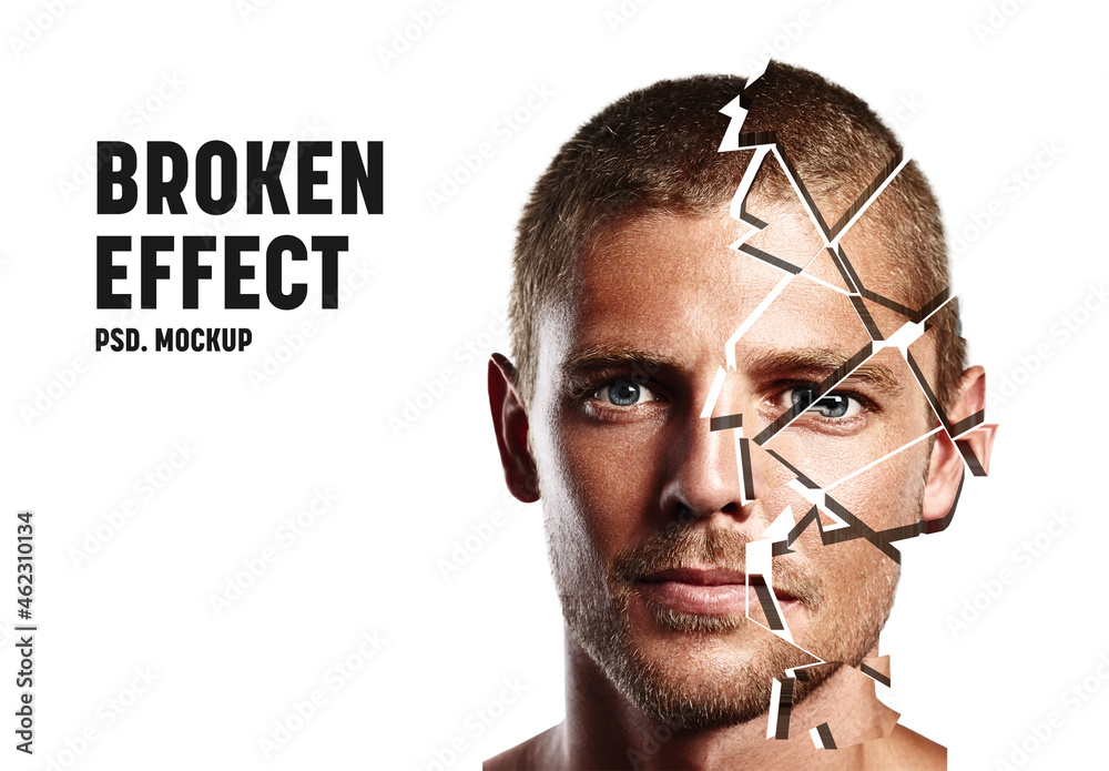 Broken Effect Mockup Stock Template | Adobe Stock