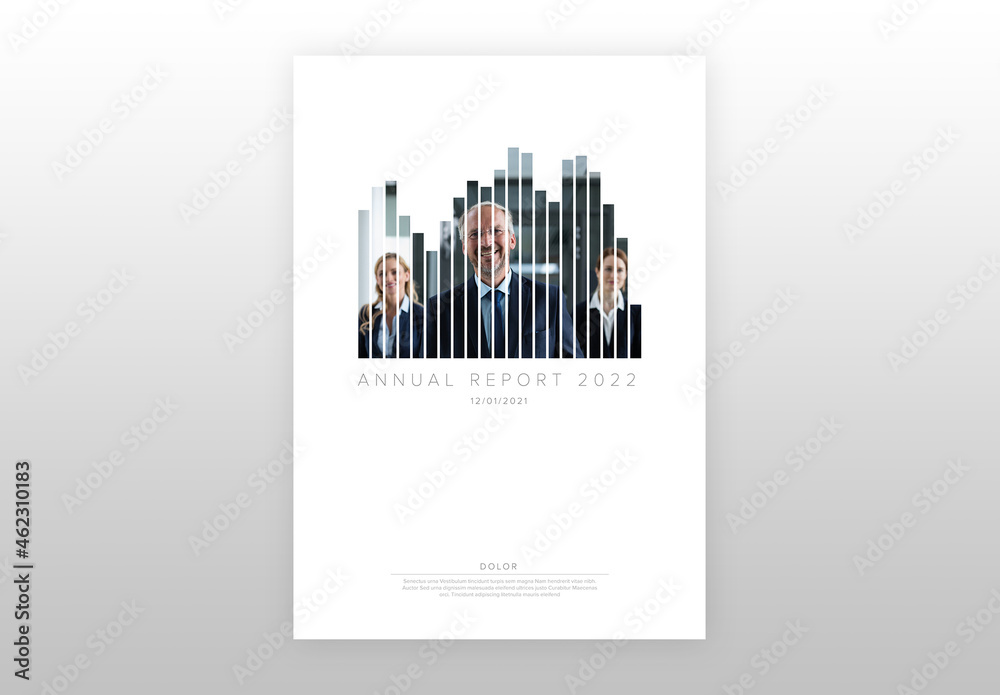 Light Annual Report Front Cover Page Layout with Photo Graph Stock ...
