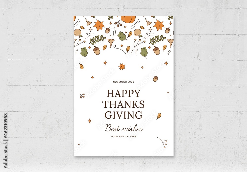 Thanksgiving Greetings Card Flyer Stock Template | Adobe Stock
