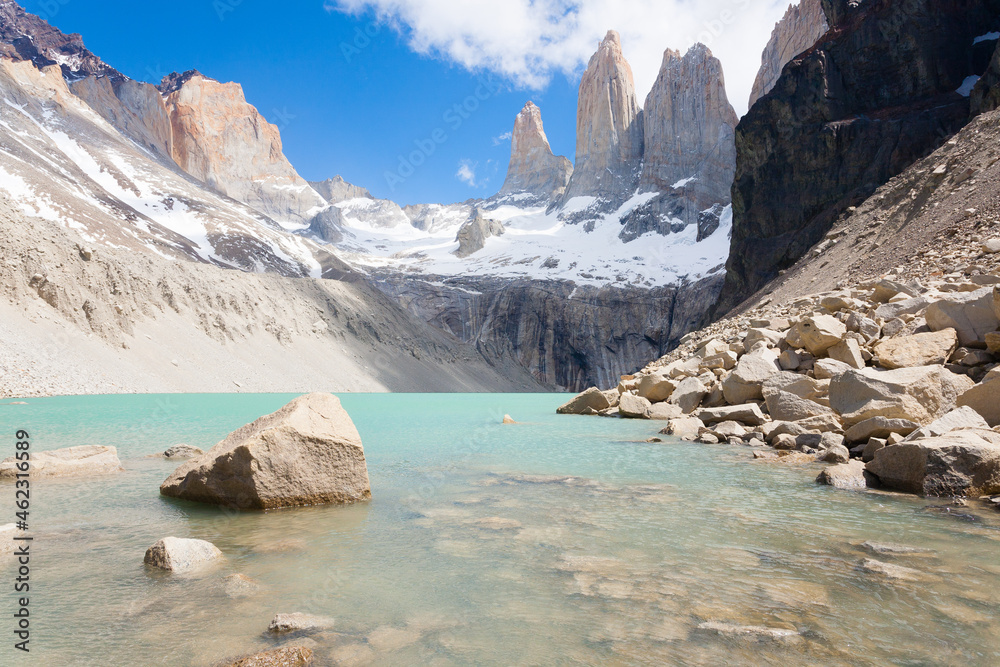 Torres del Paine view, Base Las Torres viewpoint, Chile Stock Photo ...