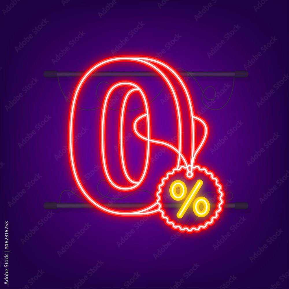 Zero commission. Design element. Red limited offer. Neon icon. Special ...