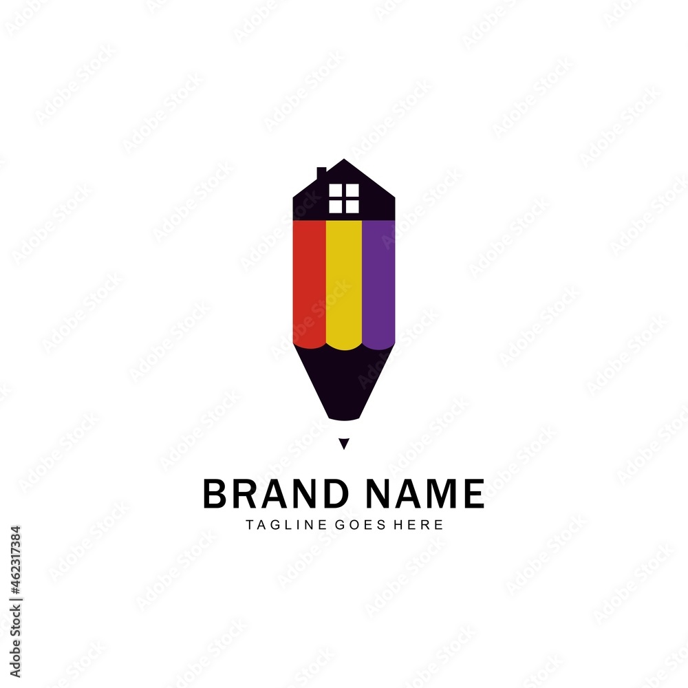 House pencil or study house logo. Education icon logo. Vector ...