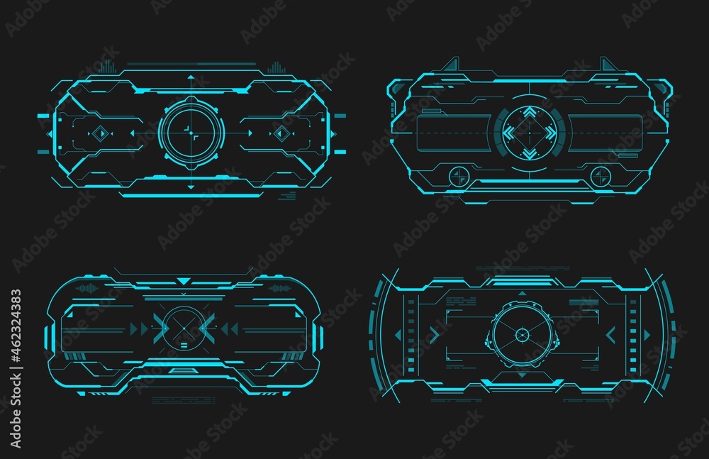 HUD aim control frame interface, futuristic target screen dashboard ...