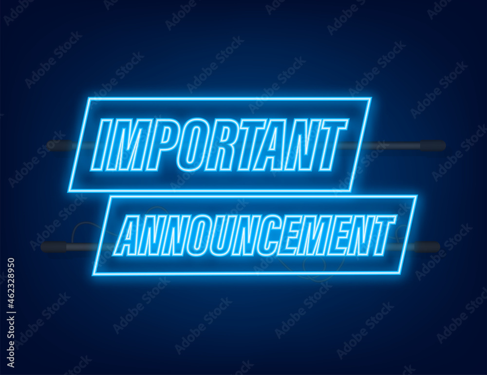 Banner with important announcement. Blue important announcement sign ...