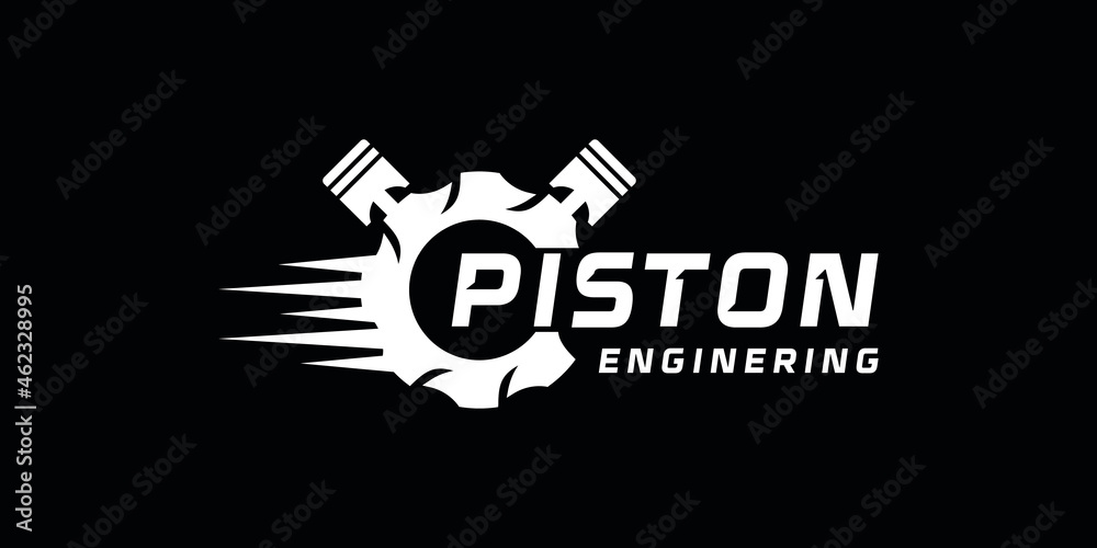 Vetor do Stock: Piston engine creative logo design, logo for workshop ...