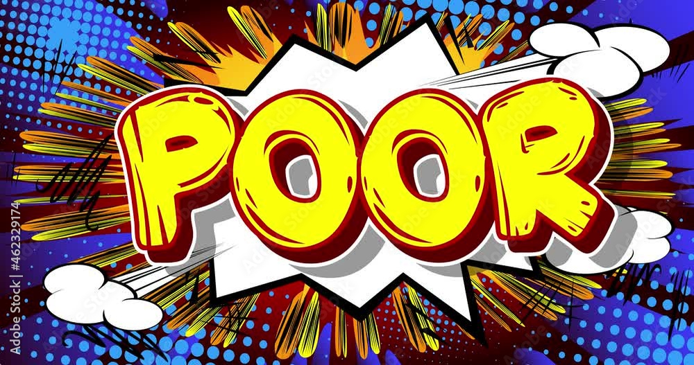 Stockvideo Poor. Motion poster. 4k animated Comic book word text moving ...