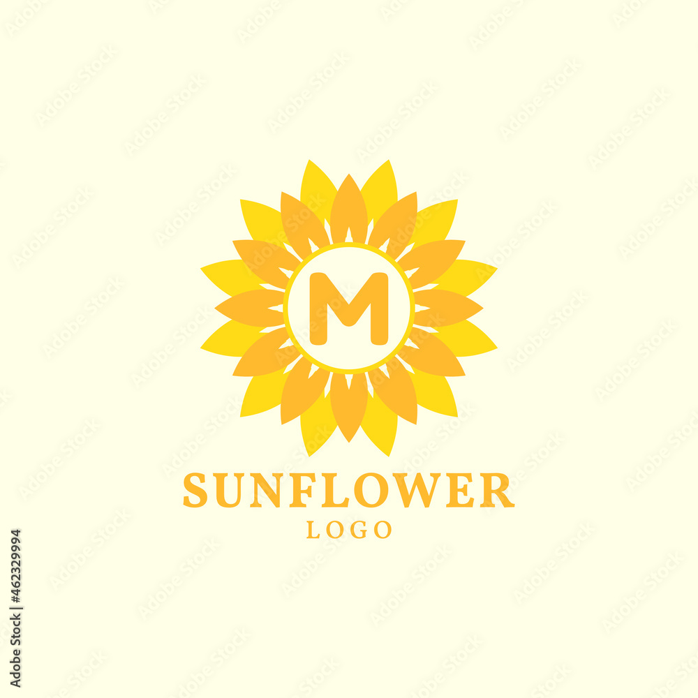 letter M sunflower warm and charming vector logo design Stock Vector ...