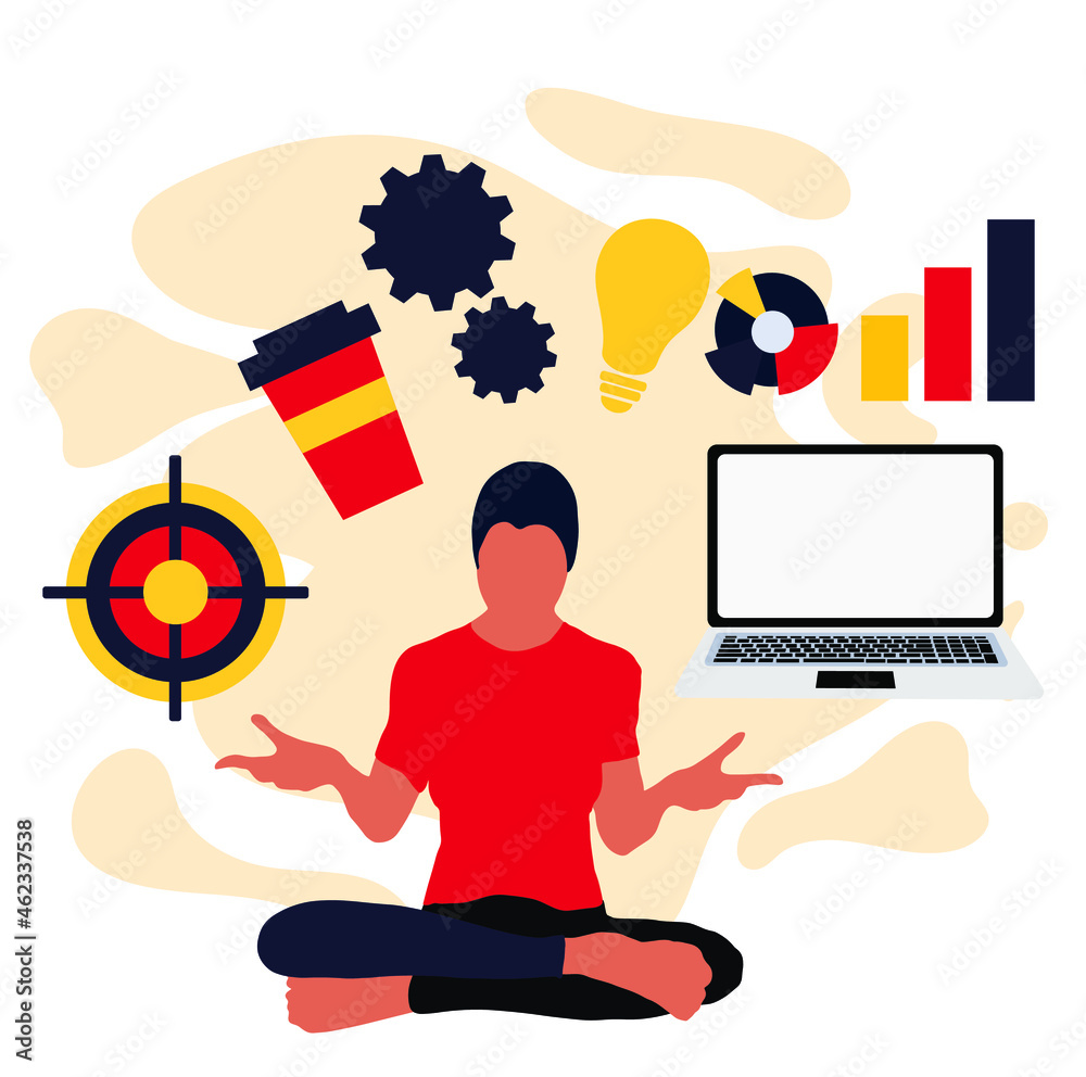Stay focused. Calm staying woman working with laptop. Girl aim to ...