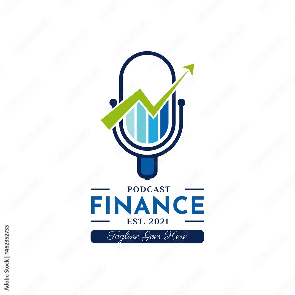 Podcast Finance Logo. Economy invests business podcast logo. With a ...