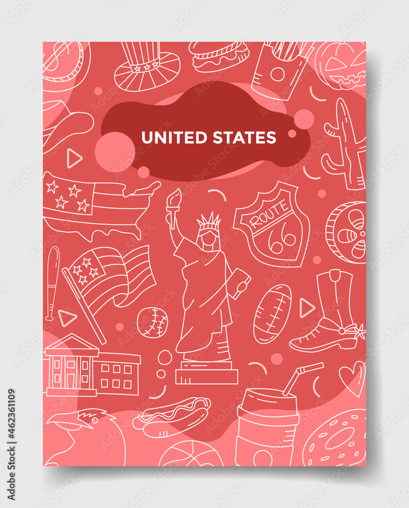 usa united states country nation with doodle style for template of ...